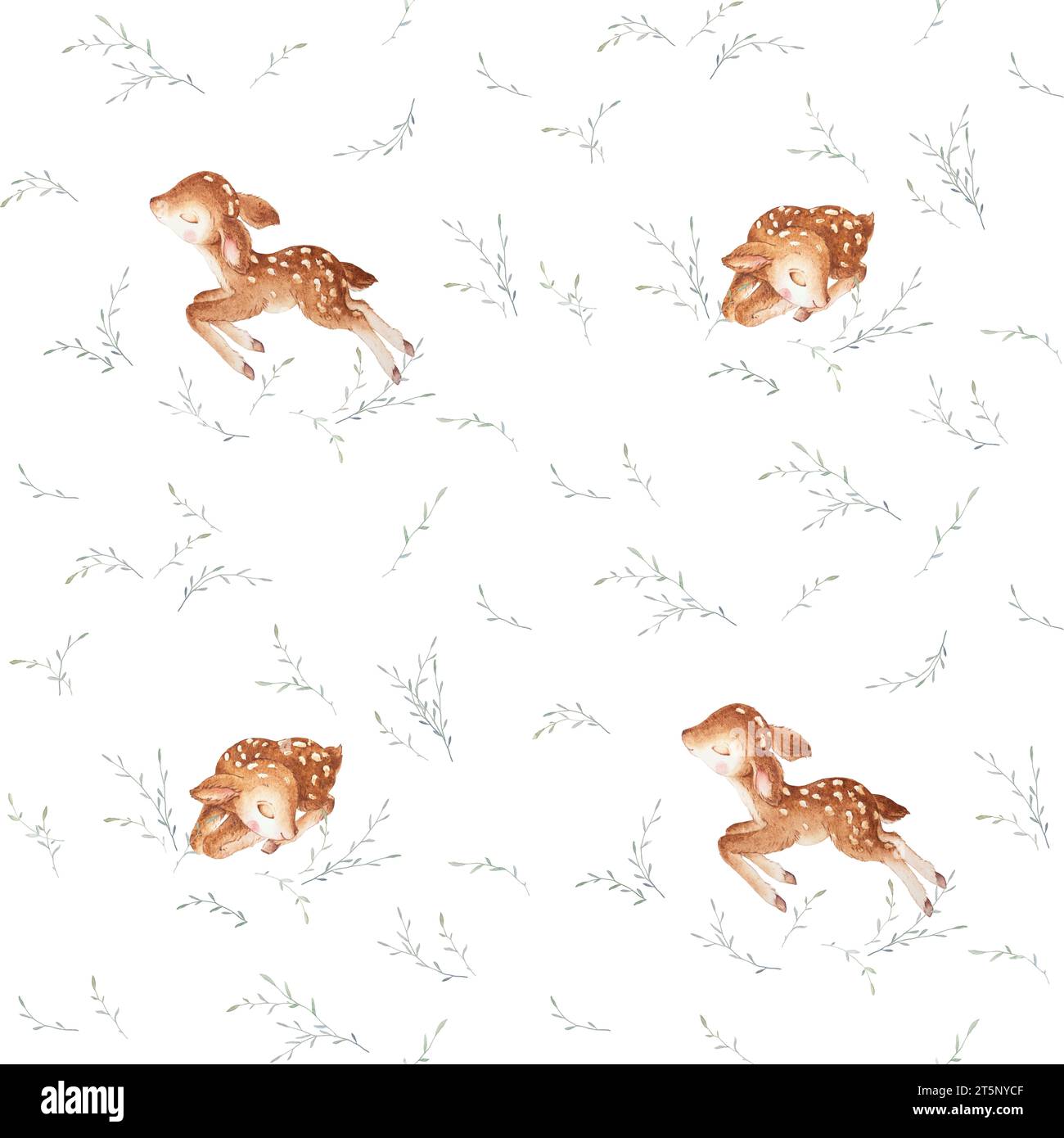 Deer Watercolor Pattern, Boho Baby Watercolor, Woodland Fawn Pattern ...