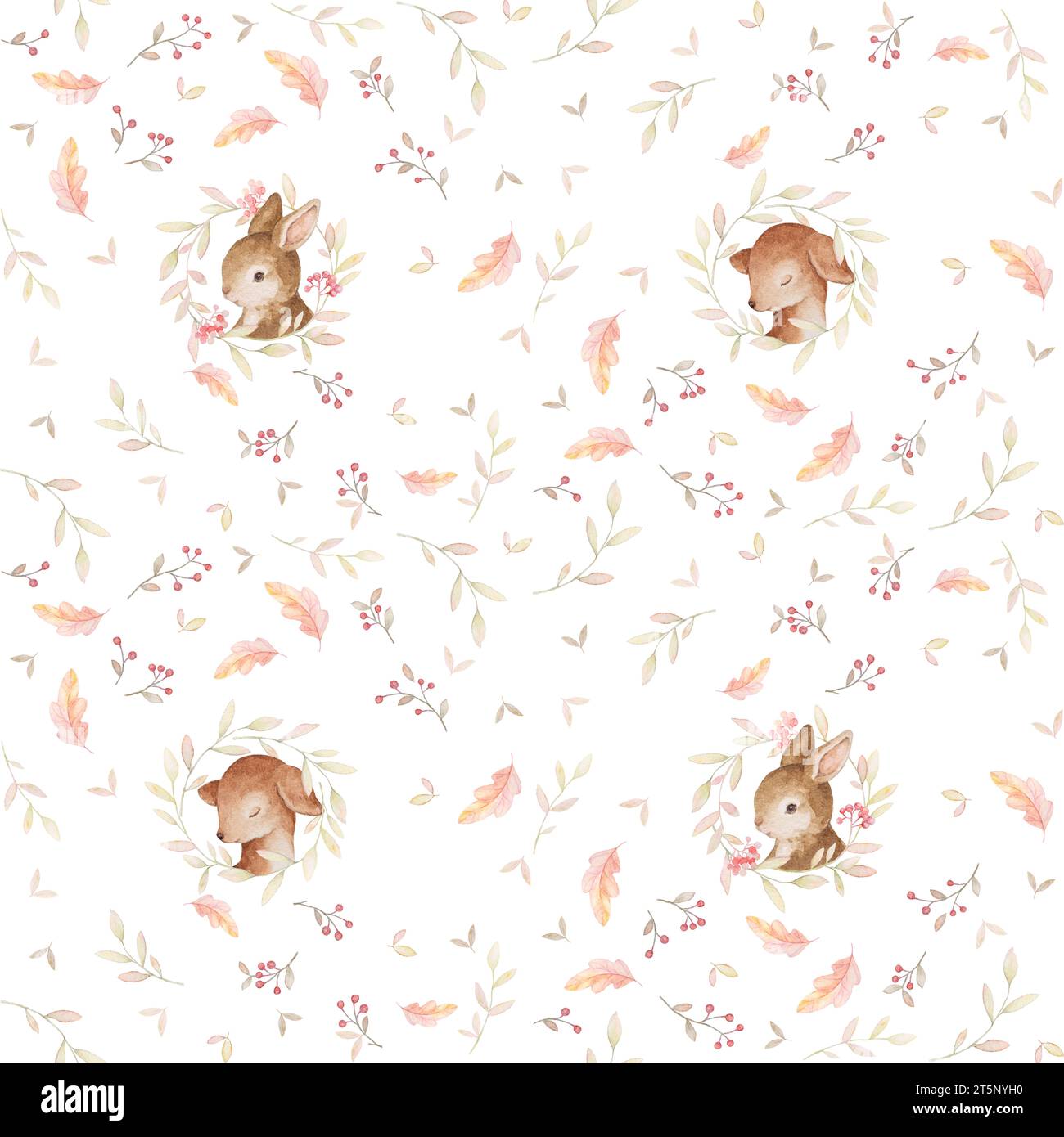 Forest Animals Patterns, Boho Baby Watercolor, Watercolor Seamless ...