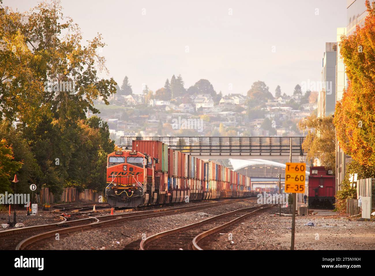Seattle, Washington, United States double decker freight train Stock ...