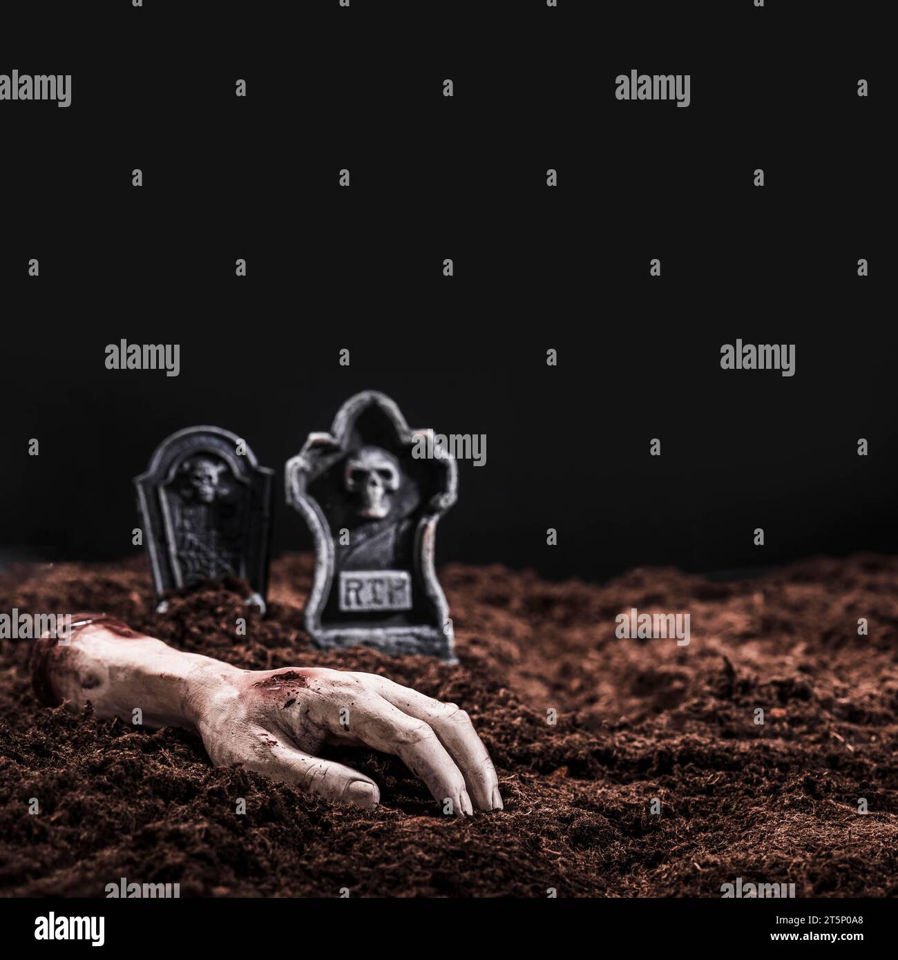 Dead served hand night cemetery Stock Photo - Alamy
