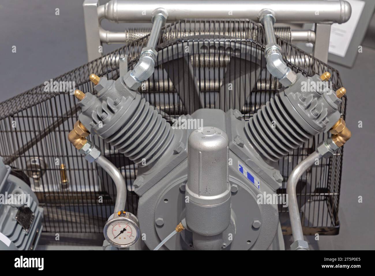 Big Powerful Air Compressor With Double Piston Head Workshop Stock ...