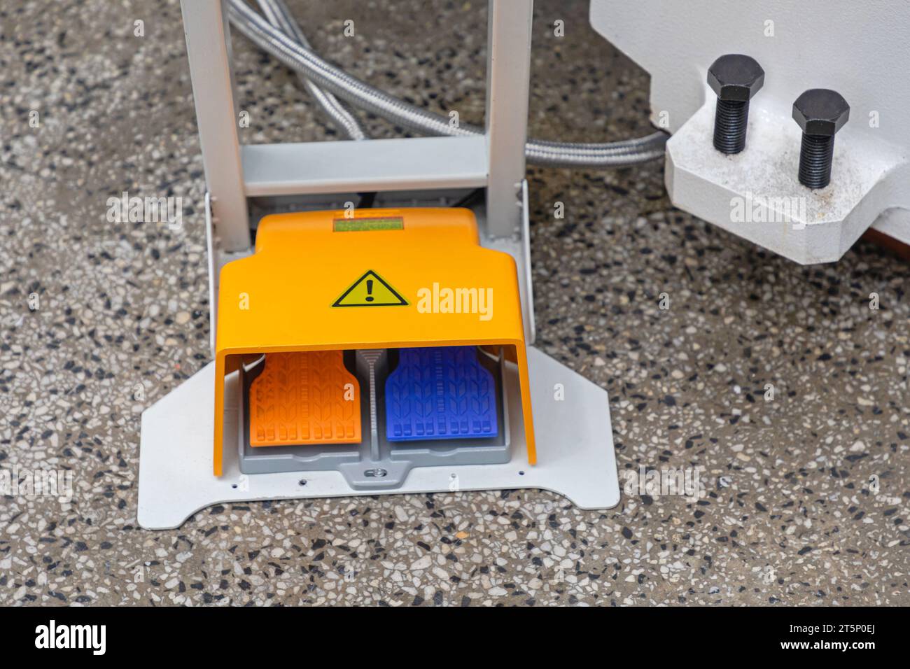 Dual Pedal Foot Switch Press Brake Safety in Workshop Stock Photo - Alamy