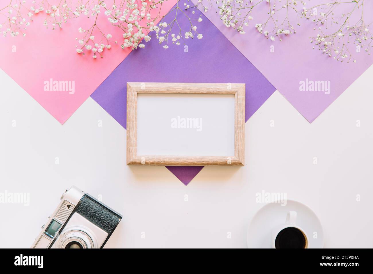 Horizontal frame with camera coffee Stock Photo - Alamy