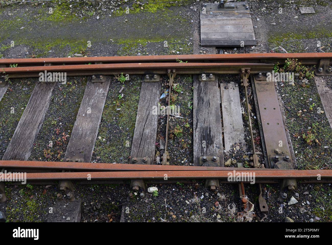 Points in rusty railway track Stock Photo - Alamy