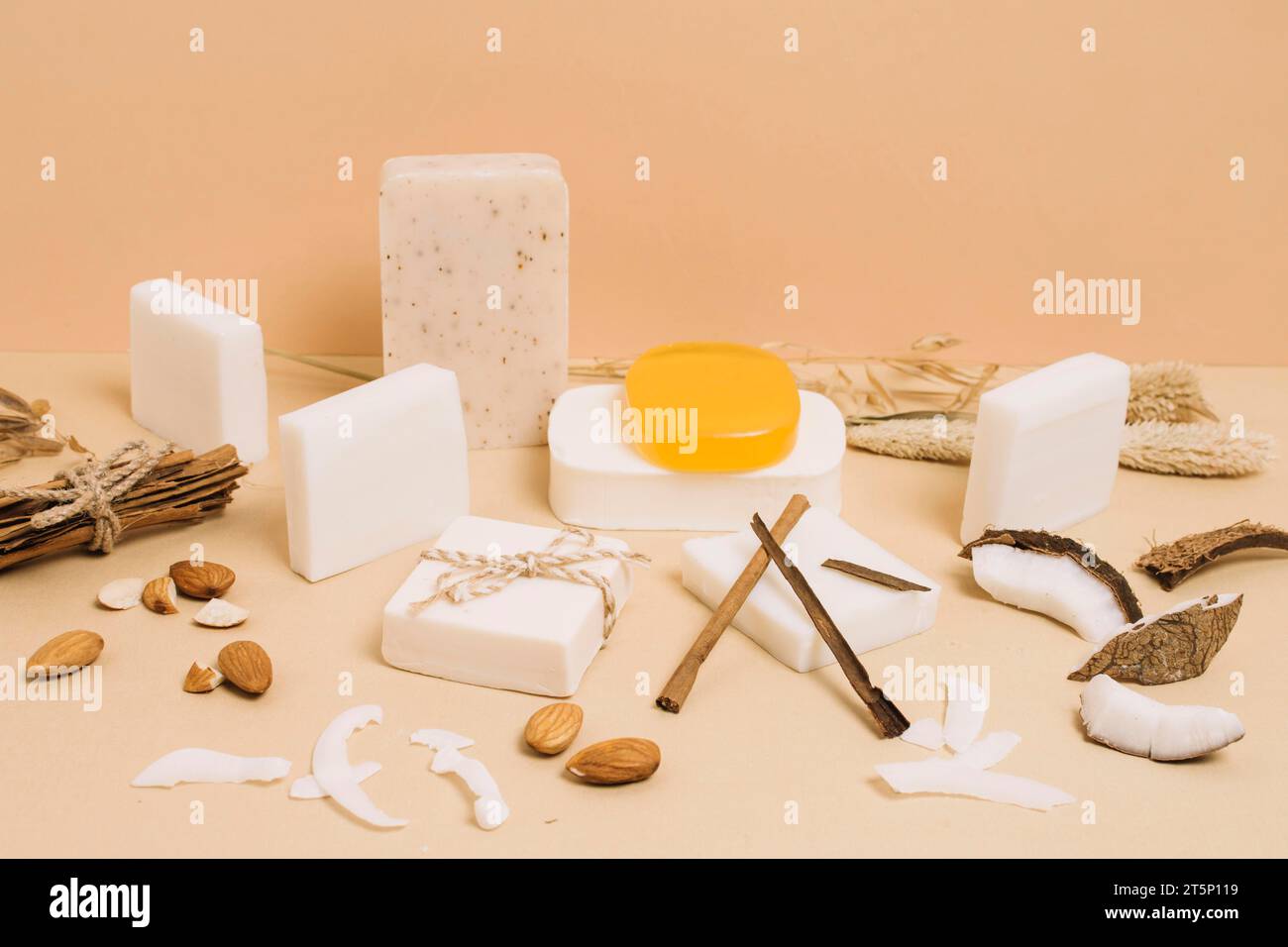 Organic coconut soap bar variety shapes sizes Stock Photo - Alamy