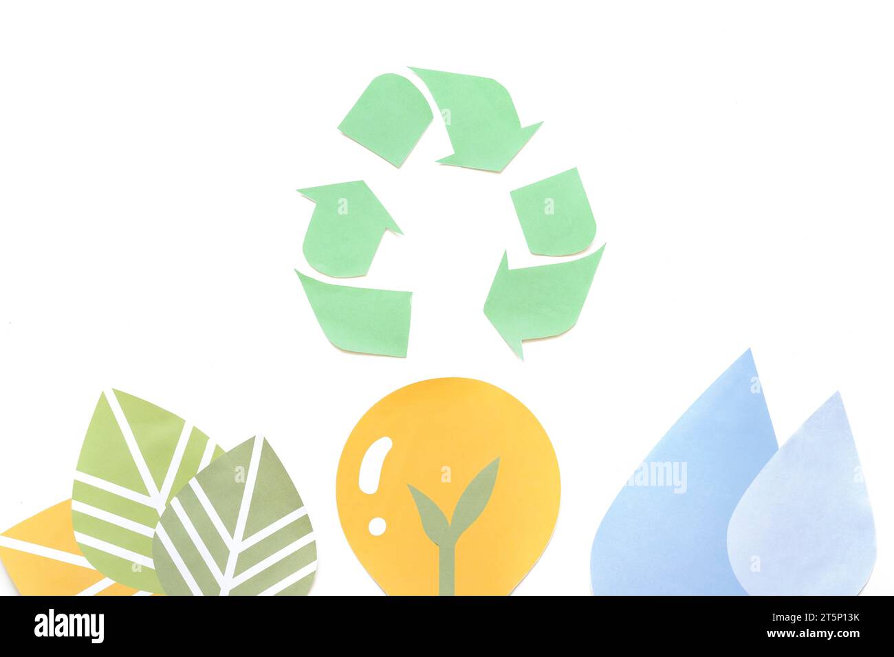 Paper recycle symbol with ecology figures Stock Photo - Alamy