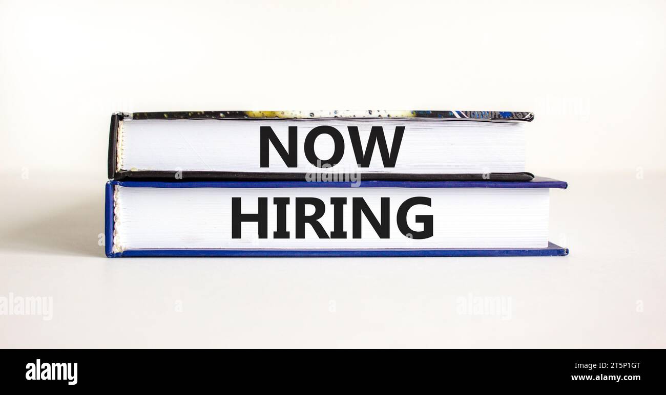Now hiring symbol. Concept words Now hiring on beautiful books ...