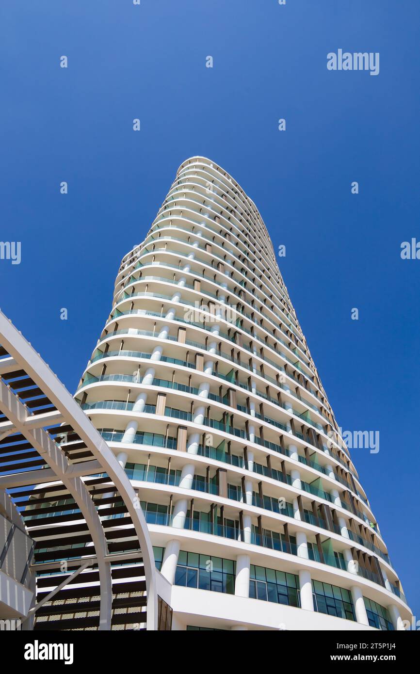 The East Tower skyscraper complex at Ayia Napa Marina, Cyprus Stock ...