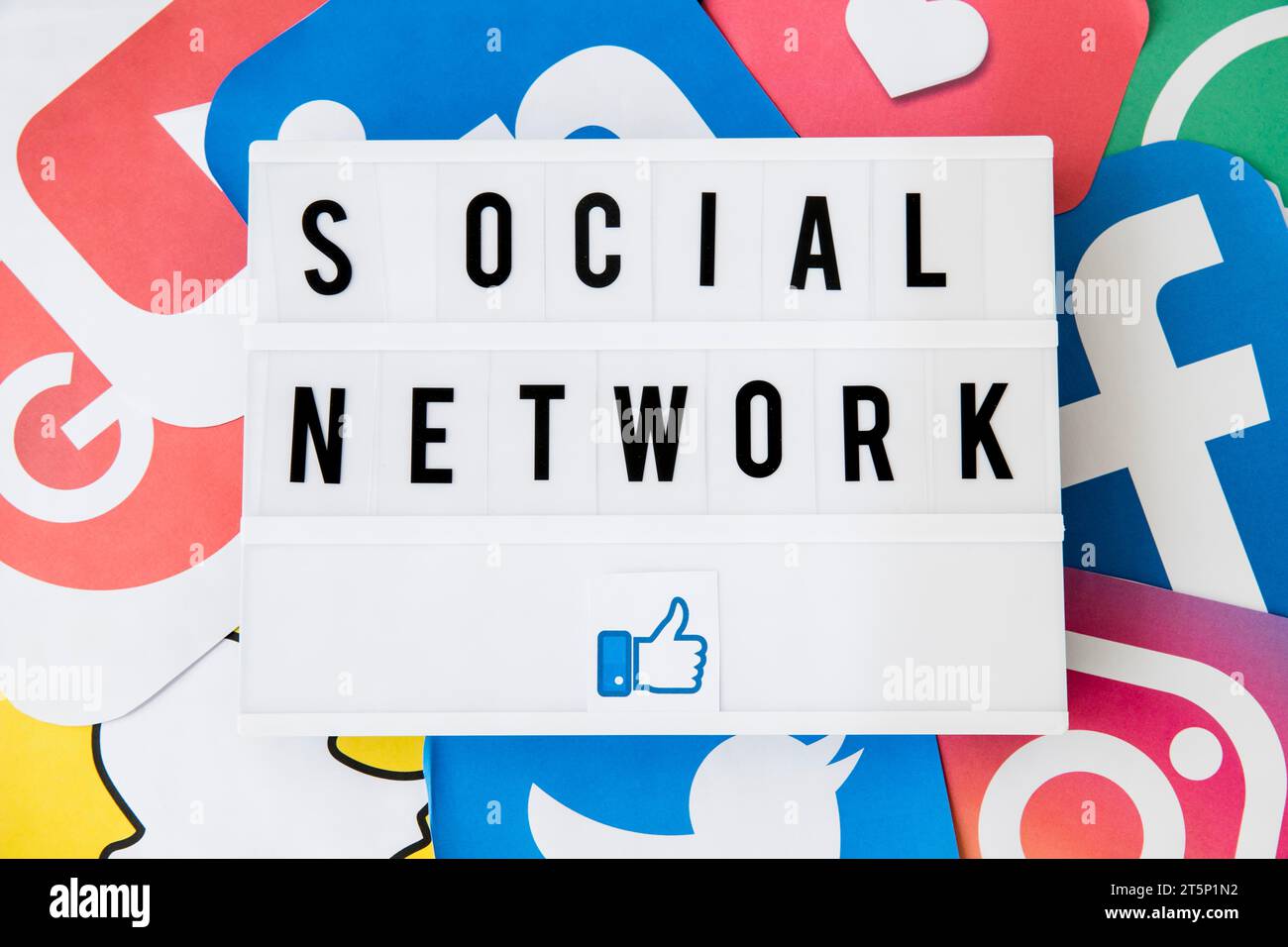 Social network text with like icon Stock Photo - Alamy