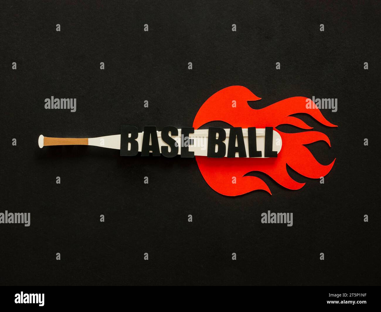 Top view baseball bat with flames Stock Photo - Alamy