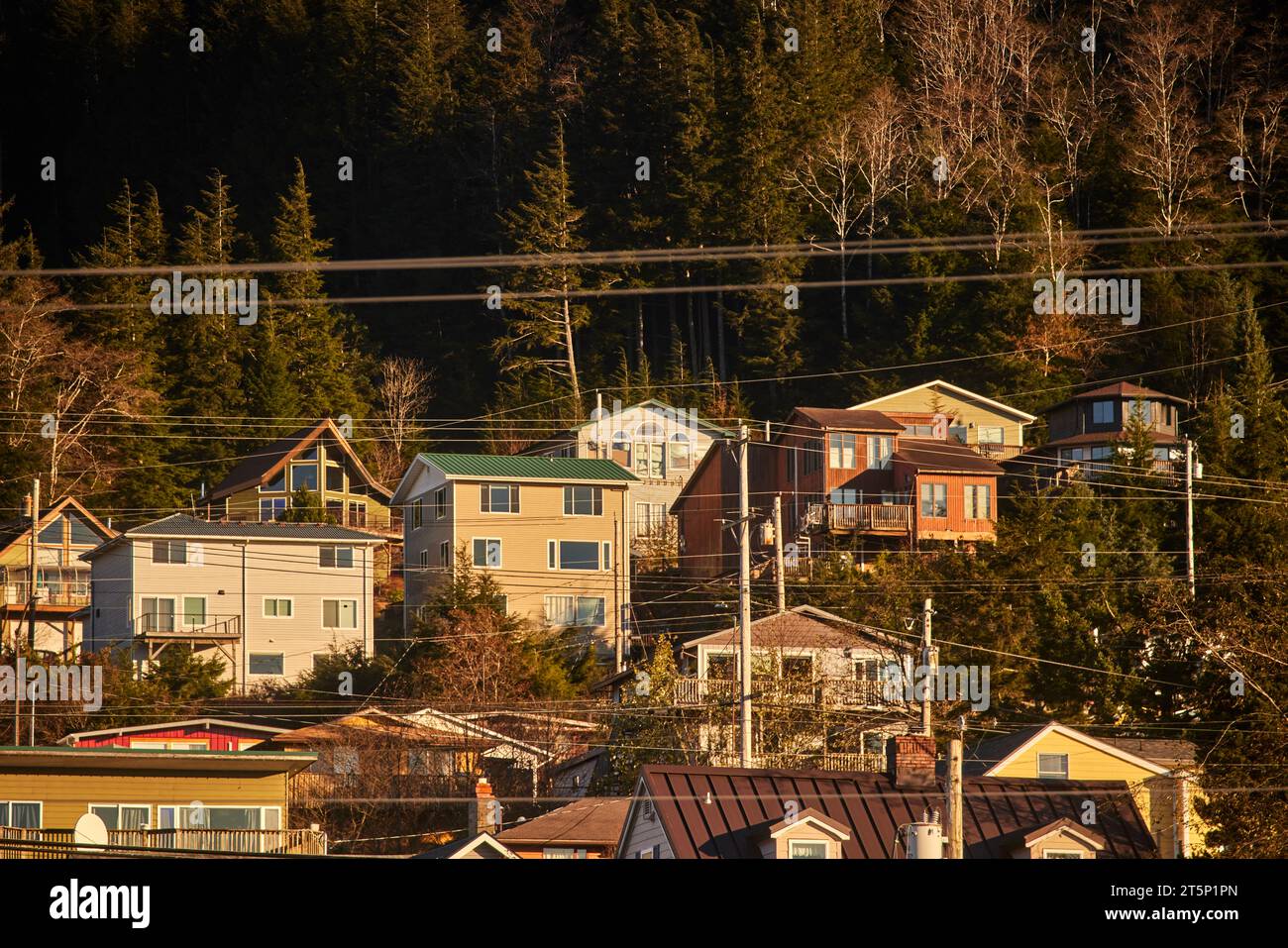 Alaska Ketchikan, town centre typical houses on the hill side Stock ...