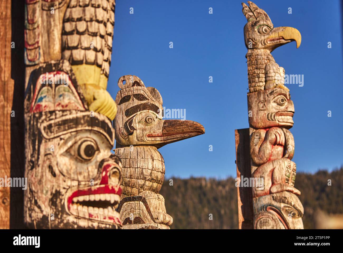Alaska Ketchikan, Totem poles in the town centre Stock Photo - Alamy