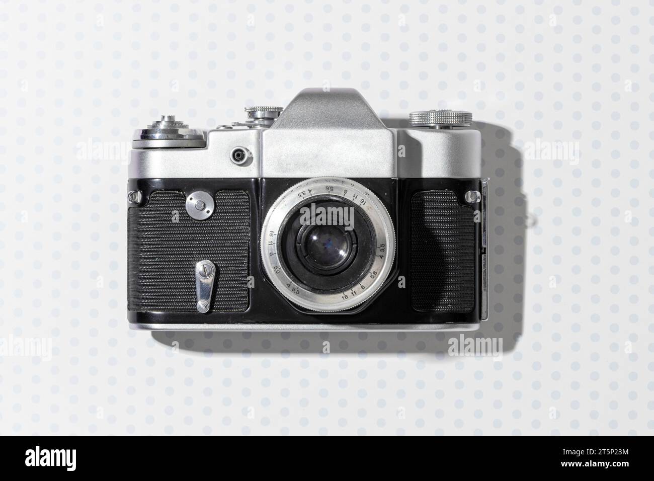 Top view vintage camera composition Stock Photo - Alamy