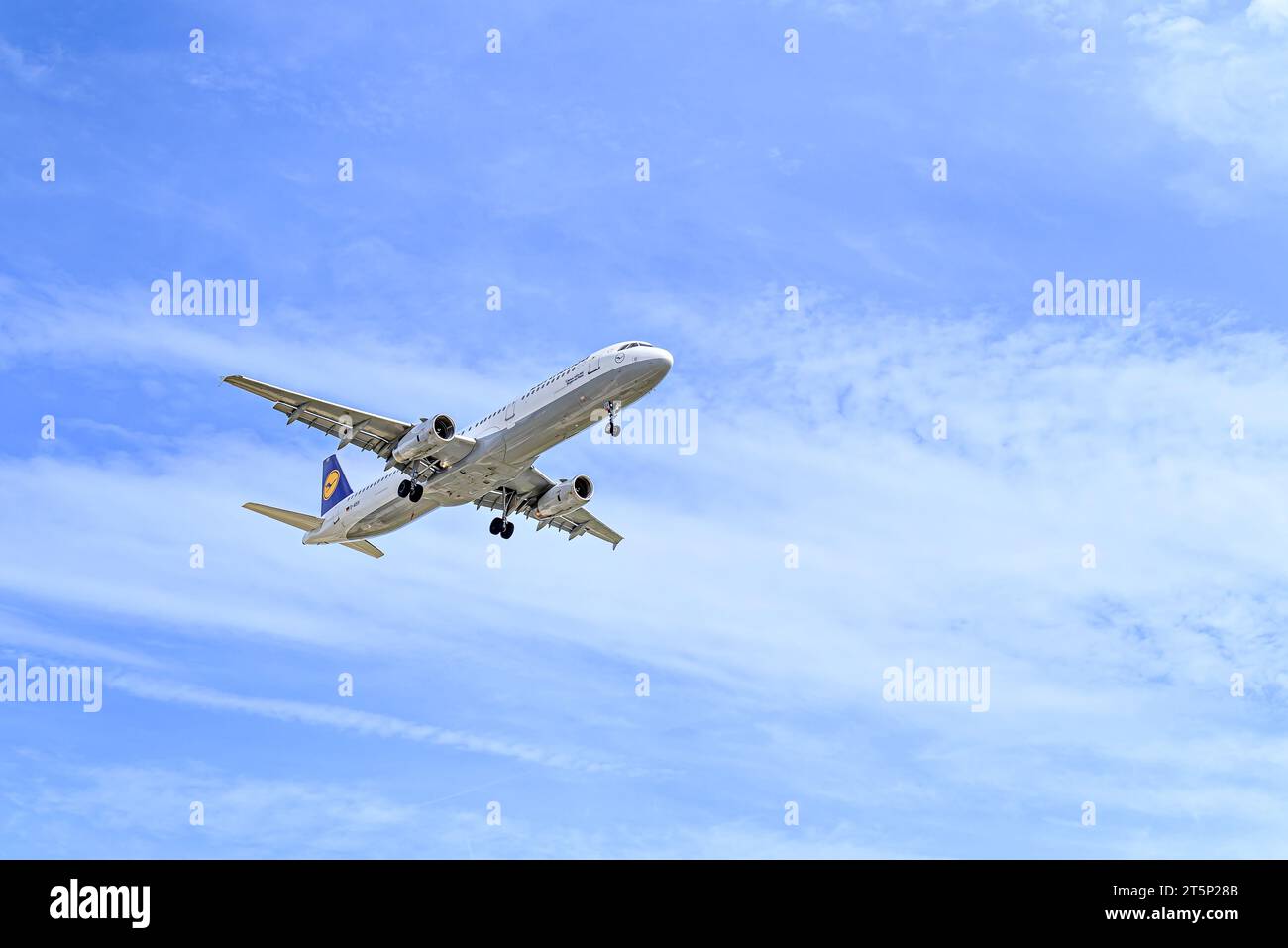 Barcelona, Spain; April 10, 2023: Airbus A321 plane of the Lufthansa ...