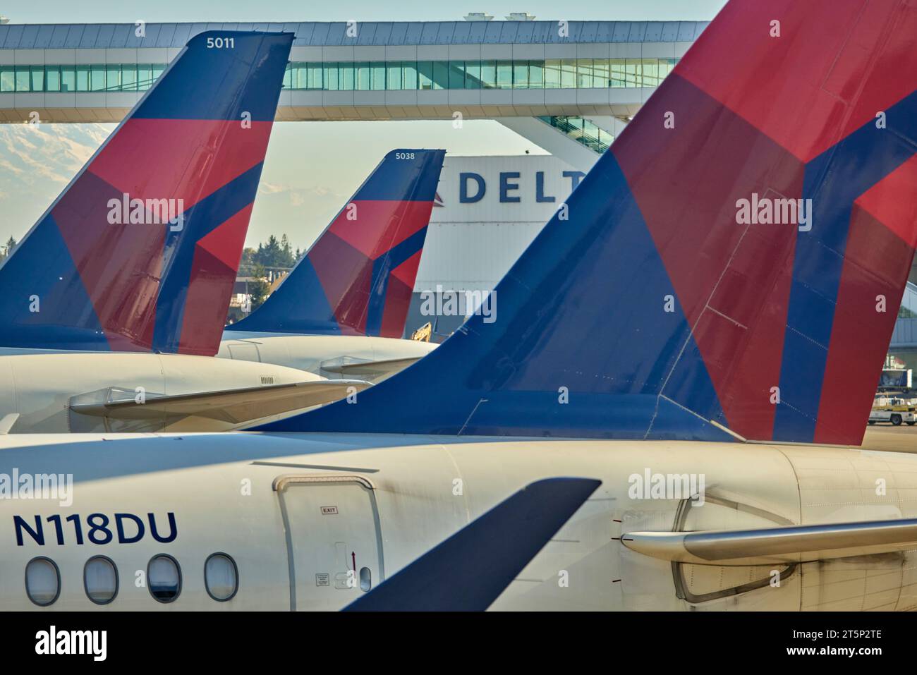 Seattle Tacoma International Airport station Delta airplanes Stock ...