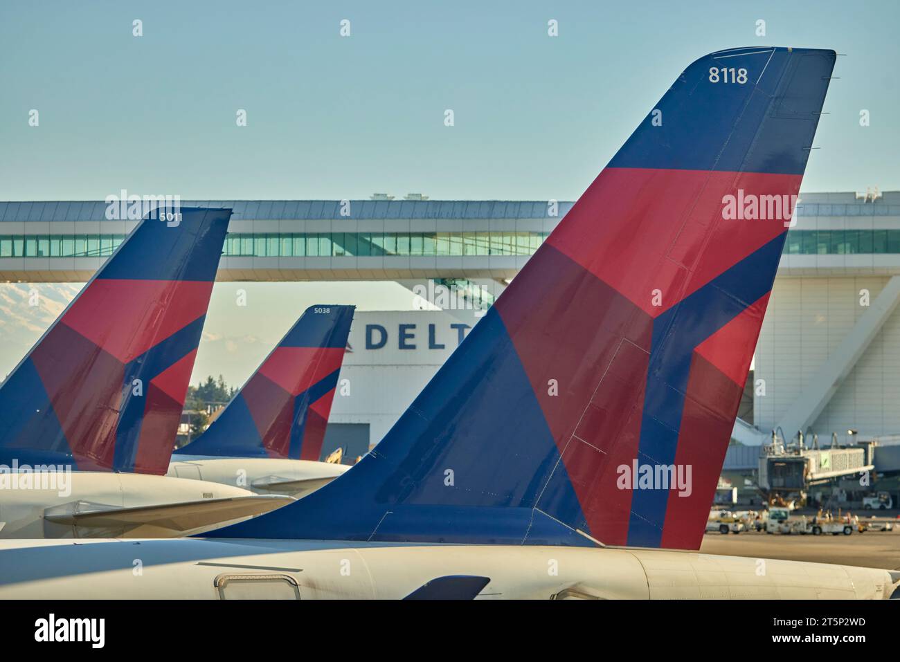 Seattle Tacoma International Airport station Delta airplanes Stock ...