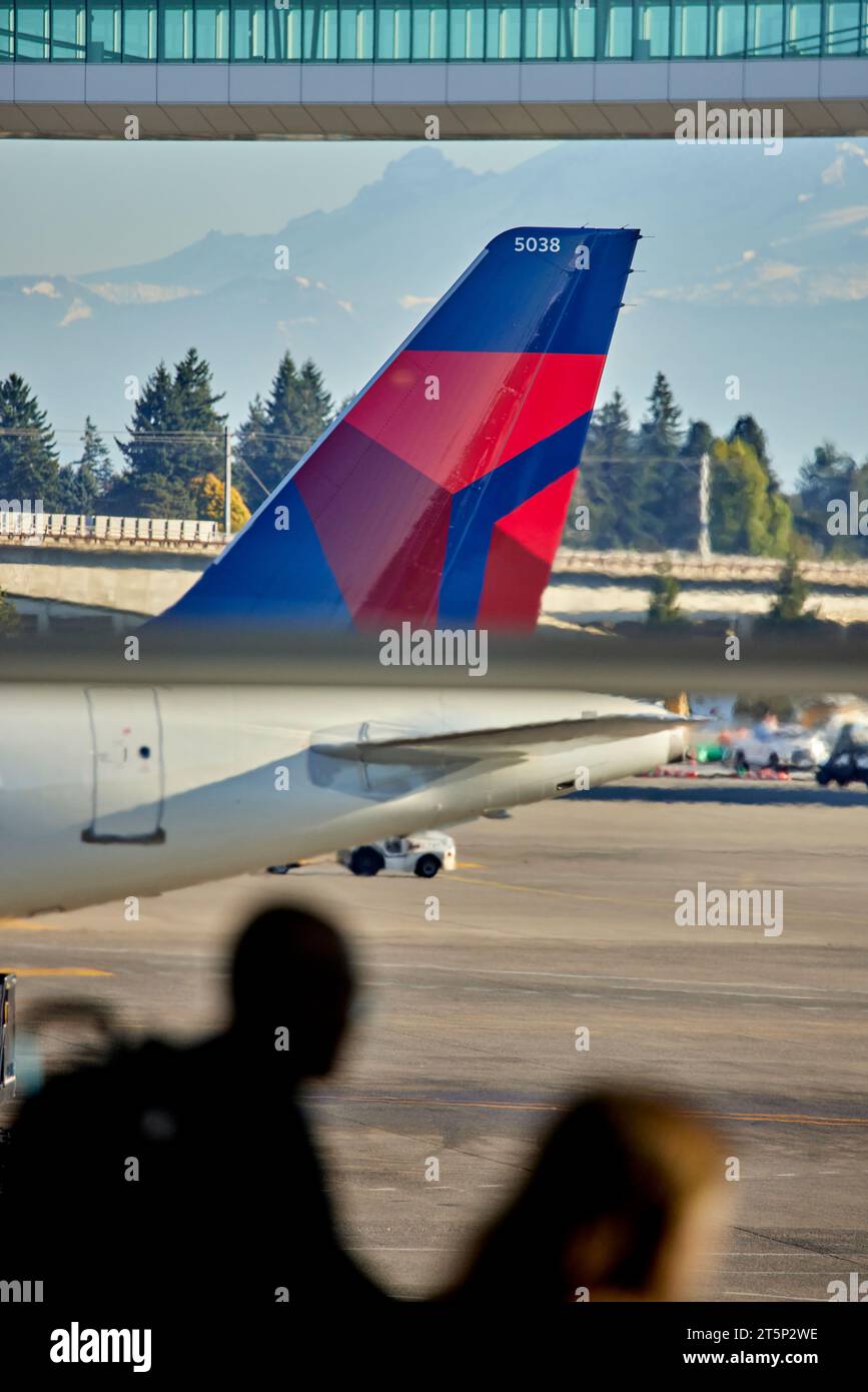 Seattle Tacoma International Airport station Delta airplanes Stock ...