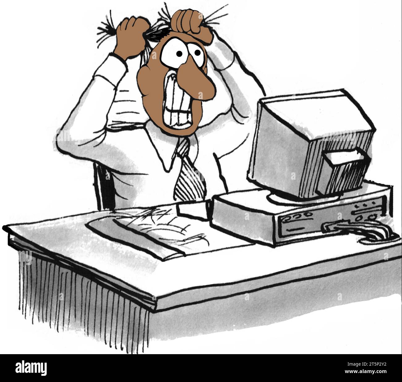 The African American businessman is very frustrated by his slow ...