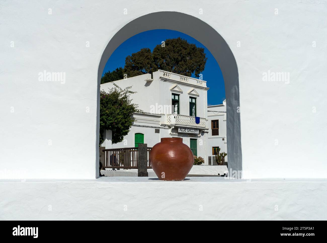 Spain, Canary Islands, Lanzarote, Haria: front facade of the Aloe ...