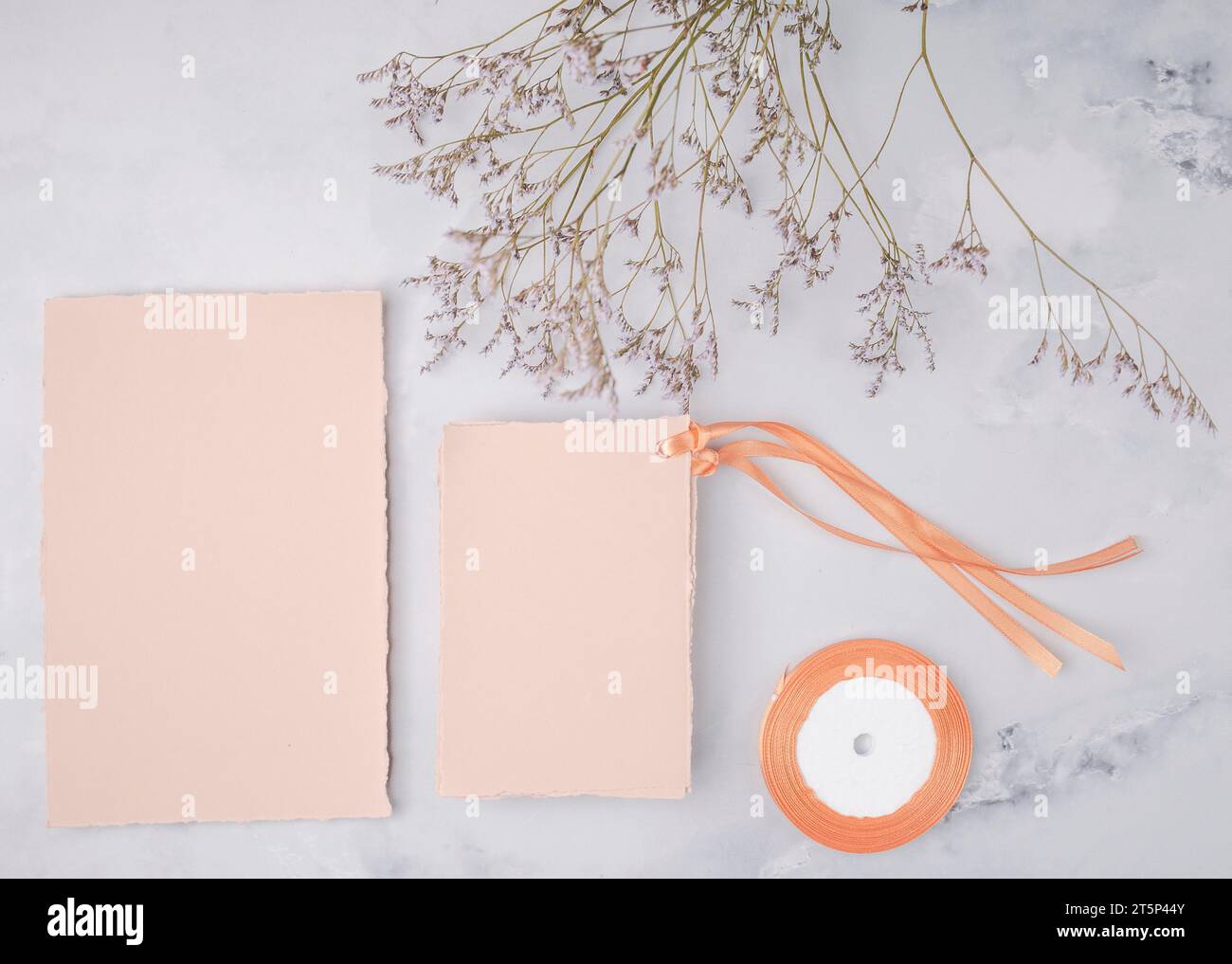 Flat lay lovely arrangement with wedding invitations mock up Stock ...