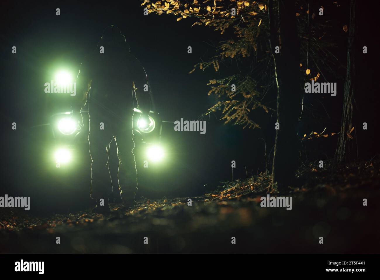 A Man in Front of His Four Wheeler During Night Hours. Off Roading ...