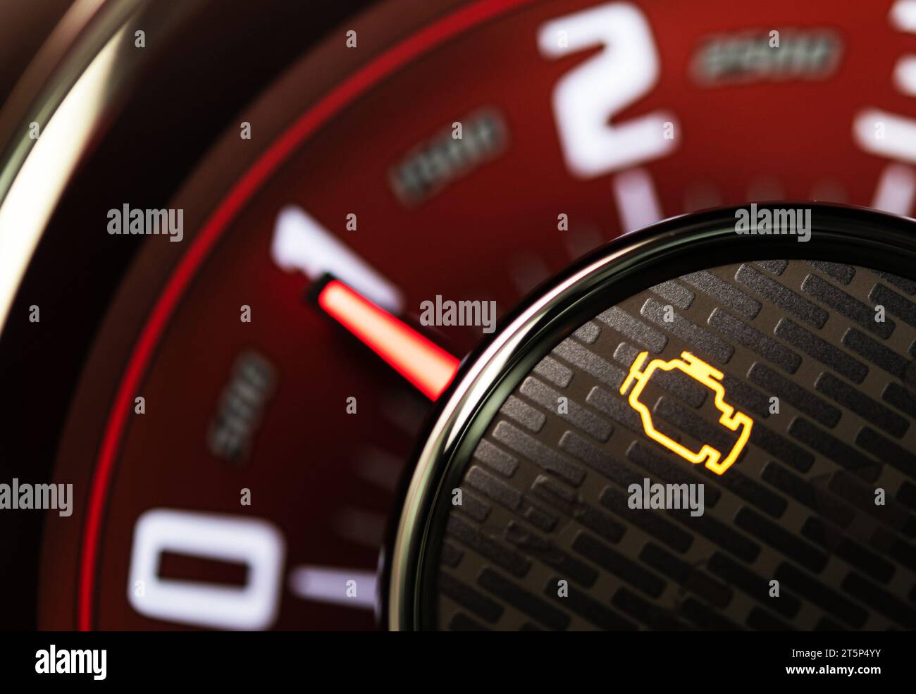 Modern Gasoline Combustion Engine Check Engine Error on a Car Dashboard ...