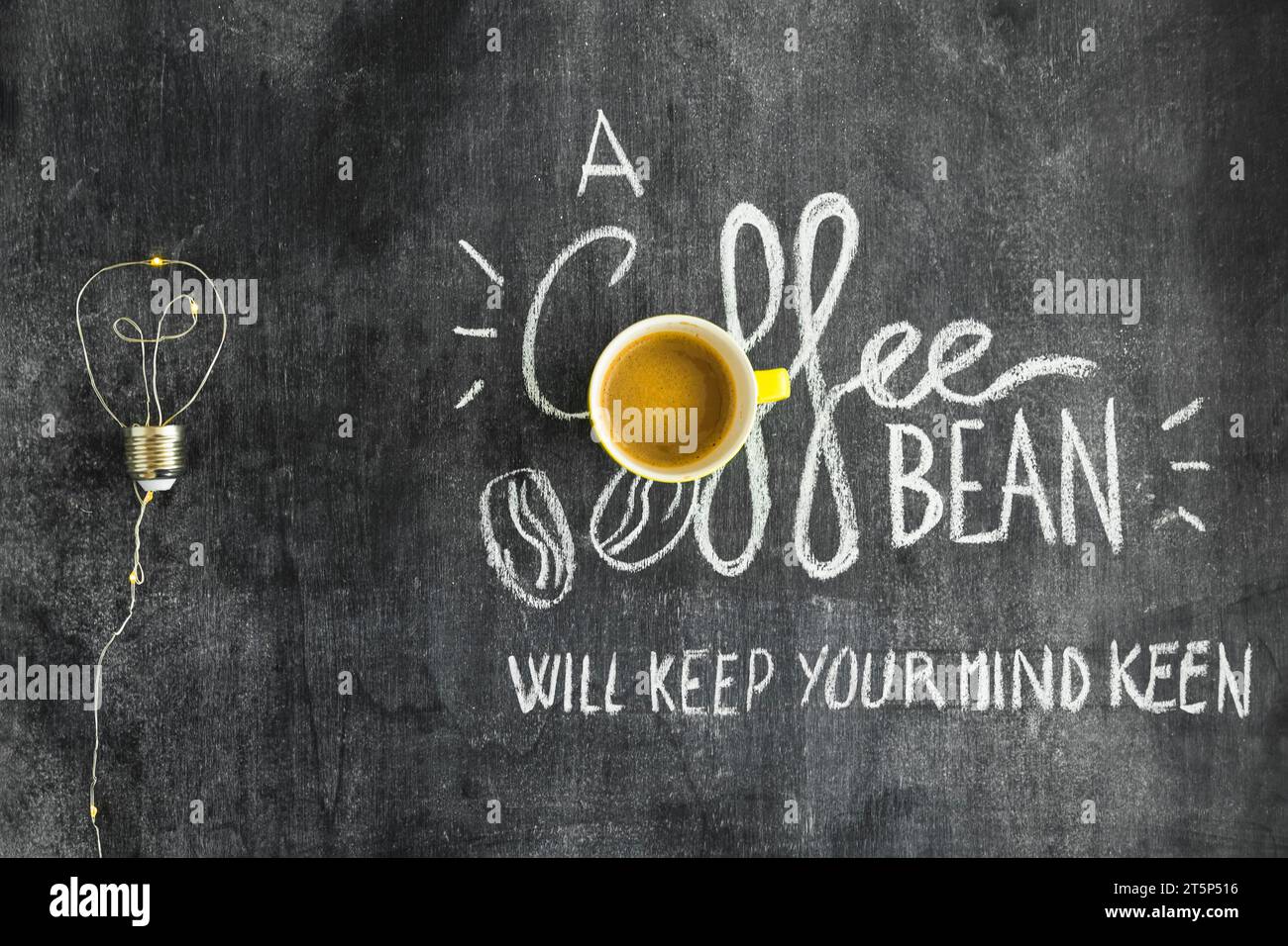 Light bulb made with wire text written chalkboard Stock Photo - Alamy