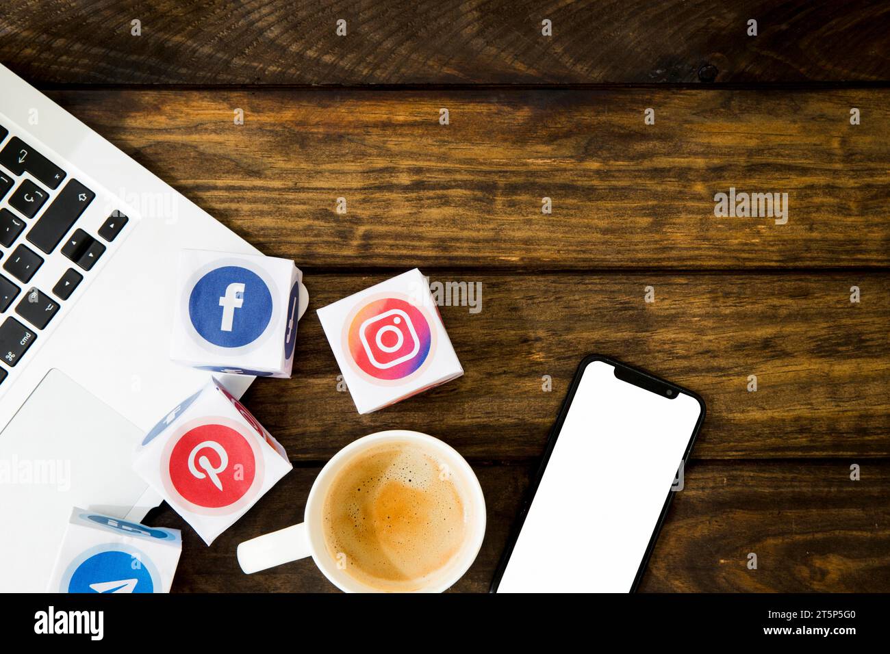Networking icons coffee cup with electronic gadgets Stock Photo - Alamy