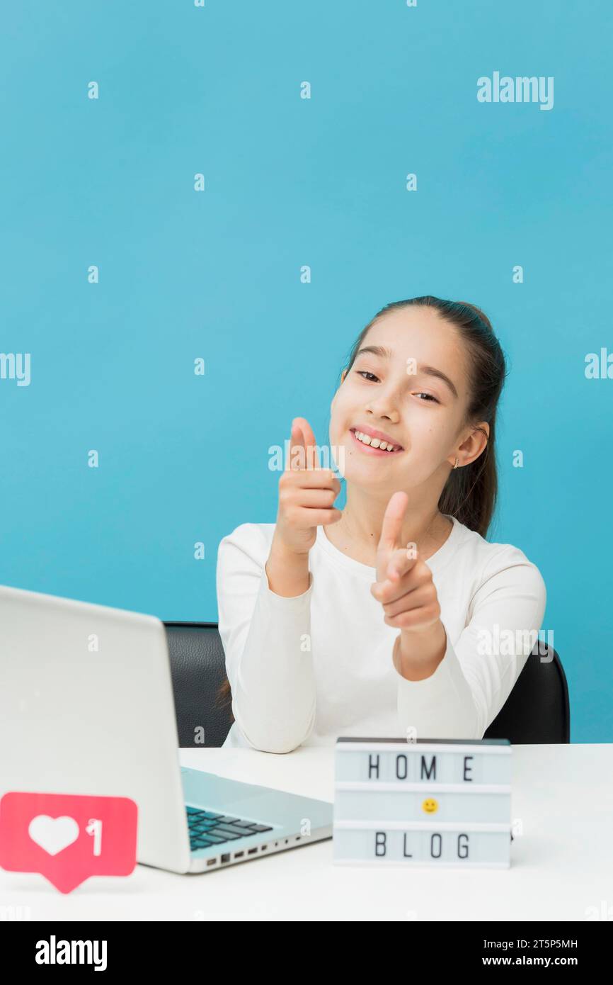 Portrait positive young girl smiling Stock Photo - Alamy