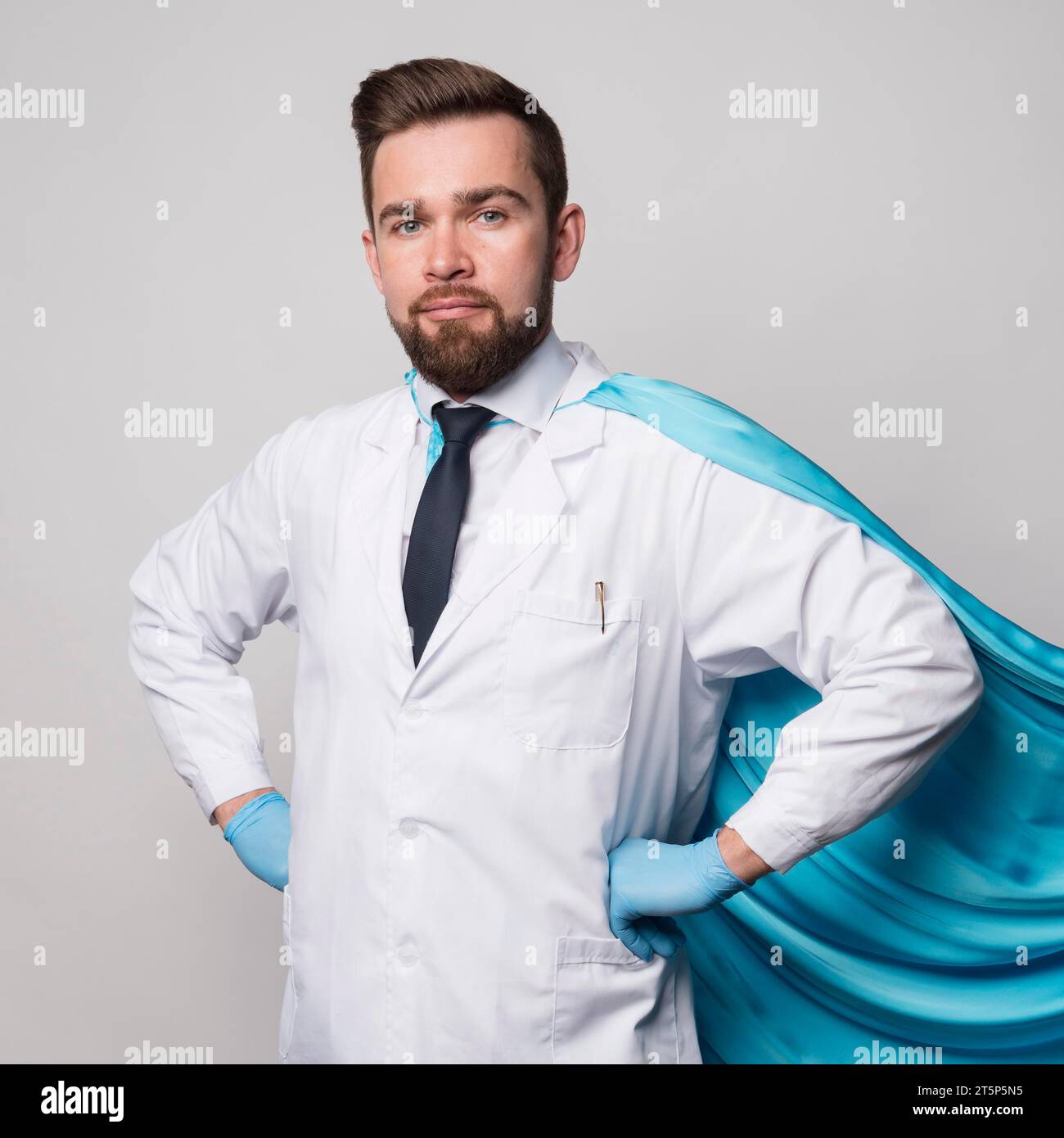 Portrait nurse wearing hero cape Stock Photo - Alamy