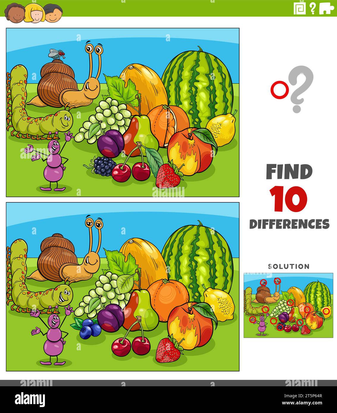 Cartoon illustration of finding the differences between pictures ...