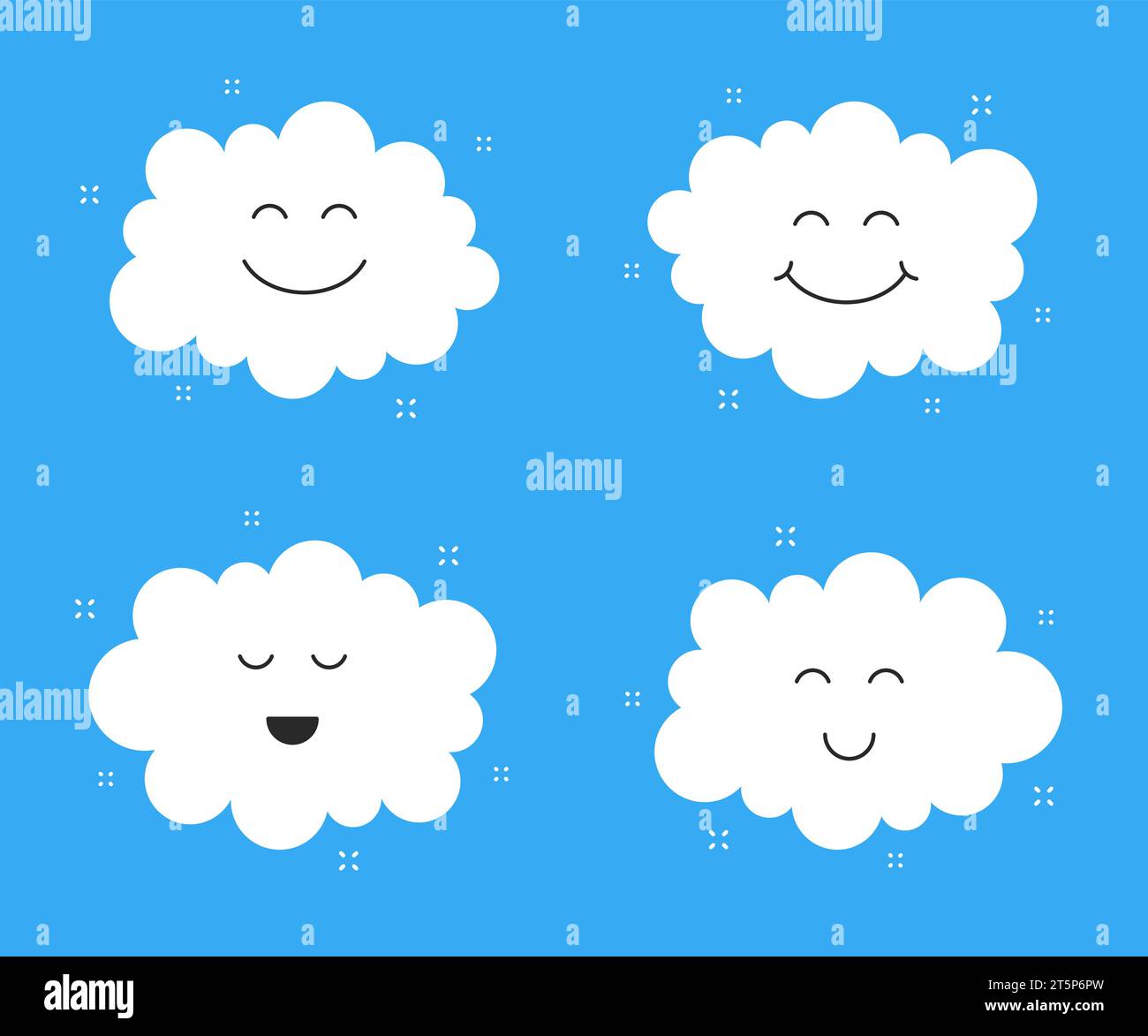 Cute clouds. Smile and yummy happy face. Cloud icons. Vector Stock ...