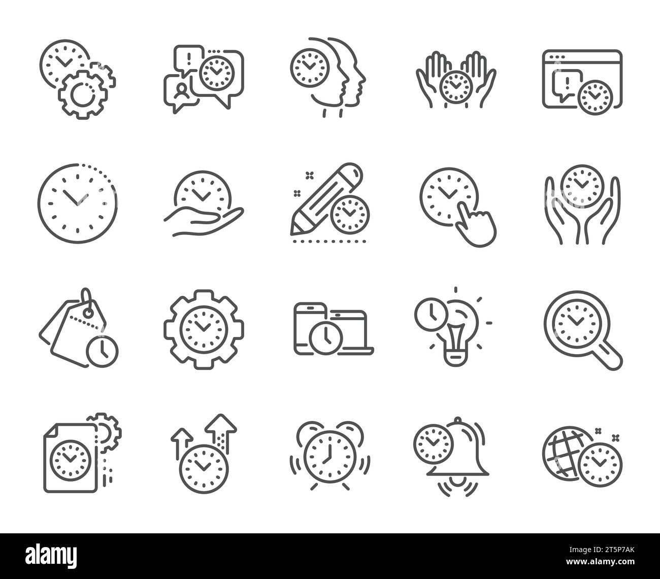 Time Management Line Icons Alarm Clock Timer Plan And Project 9901