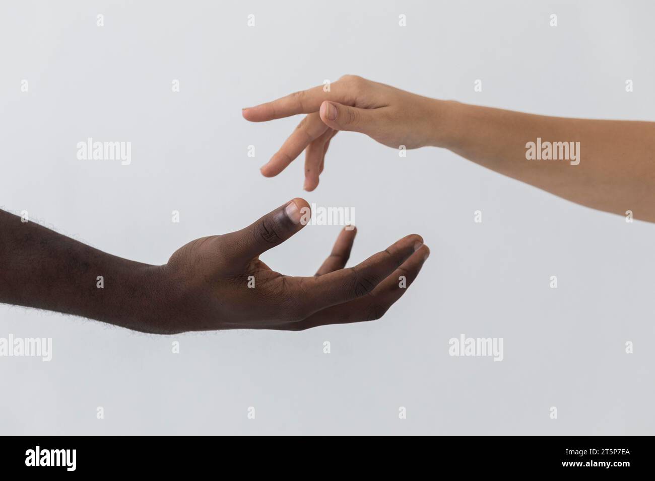 Black white hands front view Stock Photo - Alamy