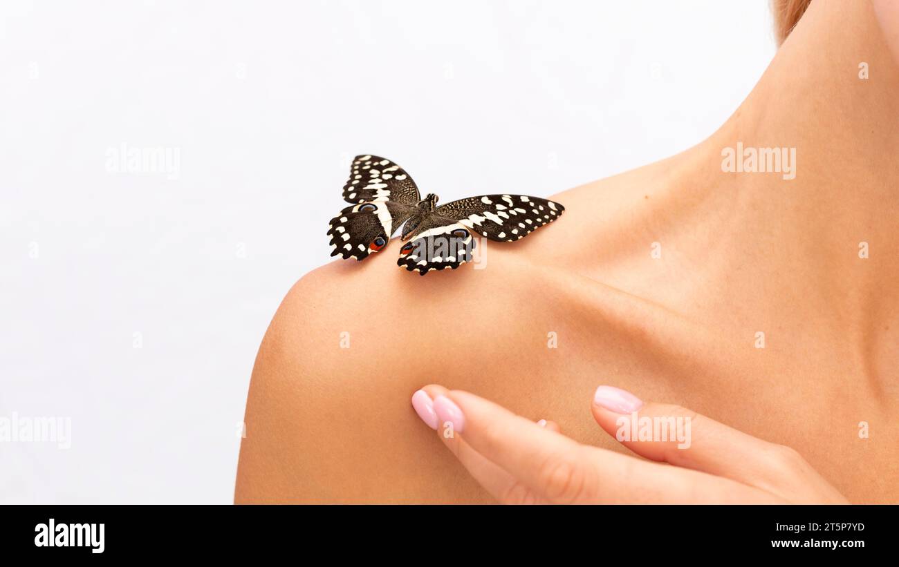 Close up view butterfly shoulder 2 Stock Photo - Alamy