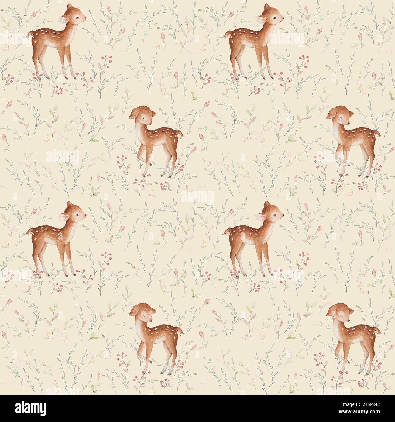 Cute fawn nursery wallpaper hi-res stock photography and images - Alamy