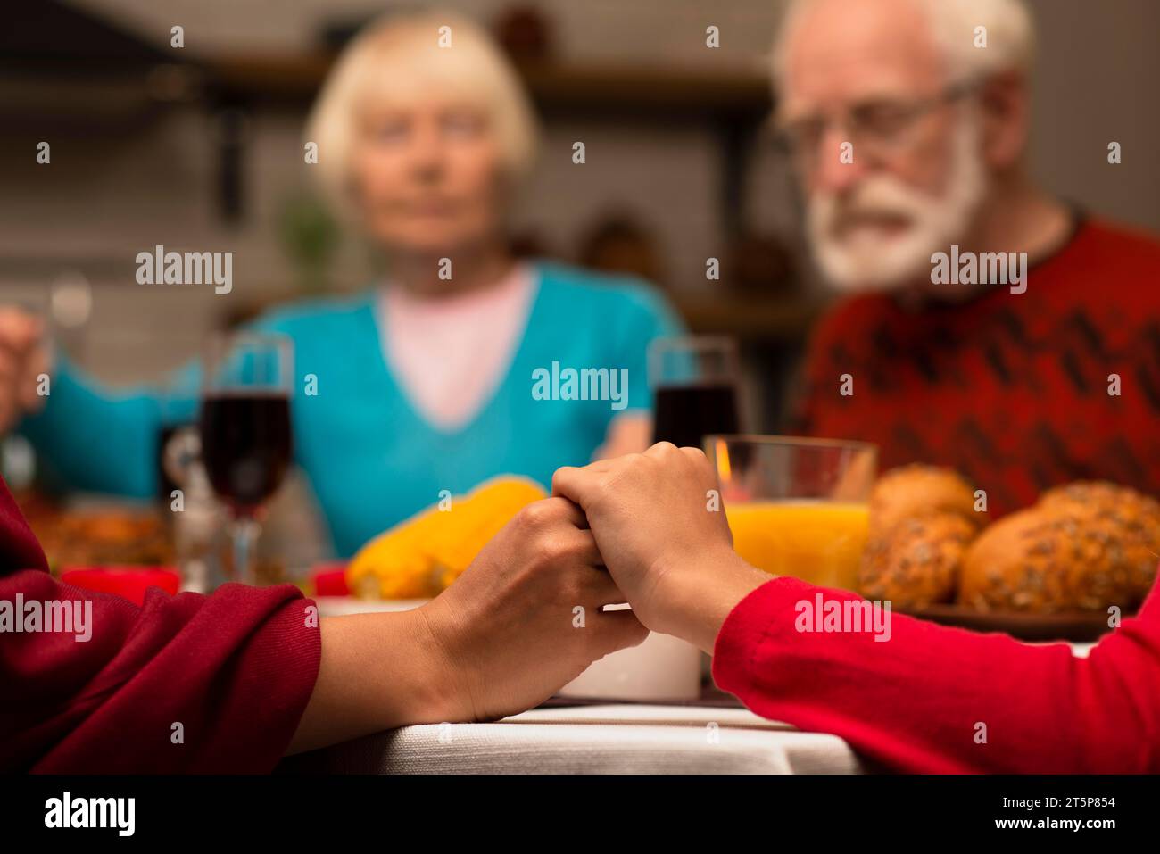 Elderly people dinning table Stock Photo - Alamy