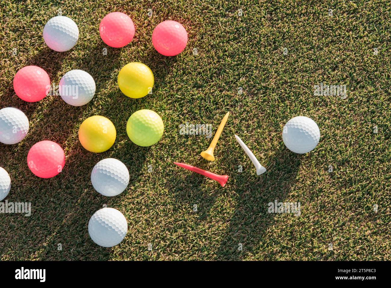 Flat lay golf balls collection Stock Photo - Alamy