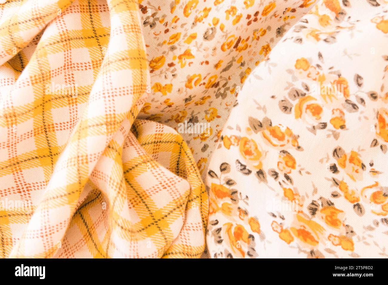 Floral checkered fabric background Stock Photo - Alamy