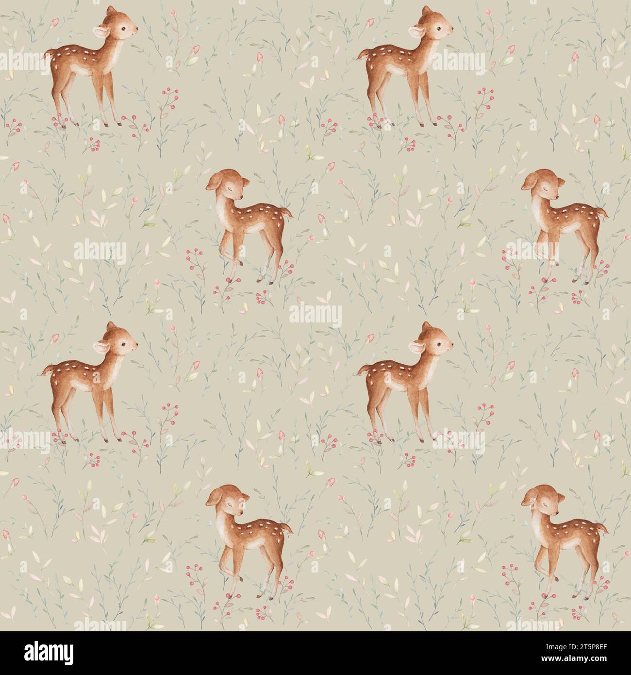 Little Deer Seamless Pattern. Cute Fawn Nursery Wallpaper. Forest ...