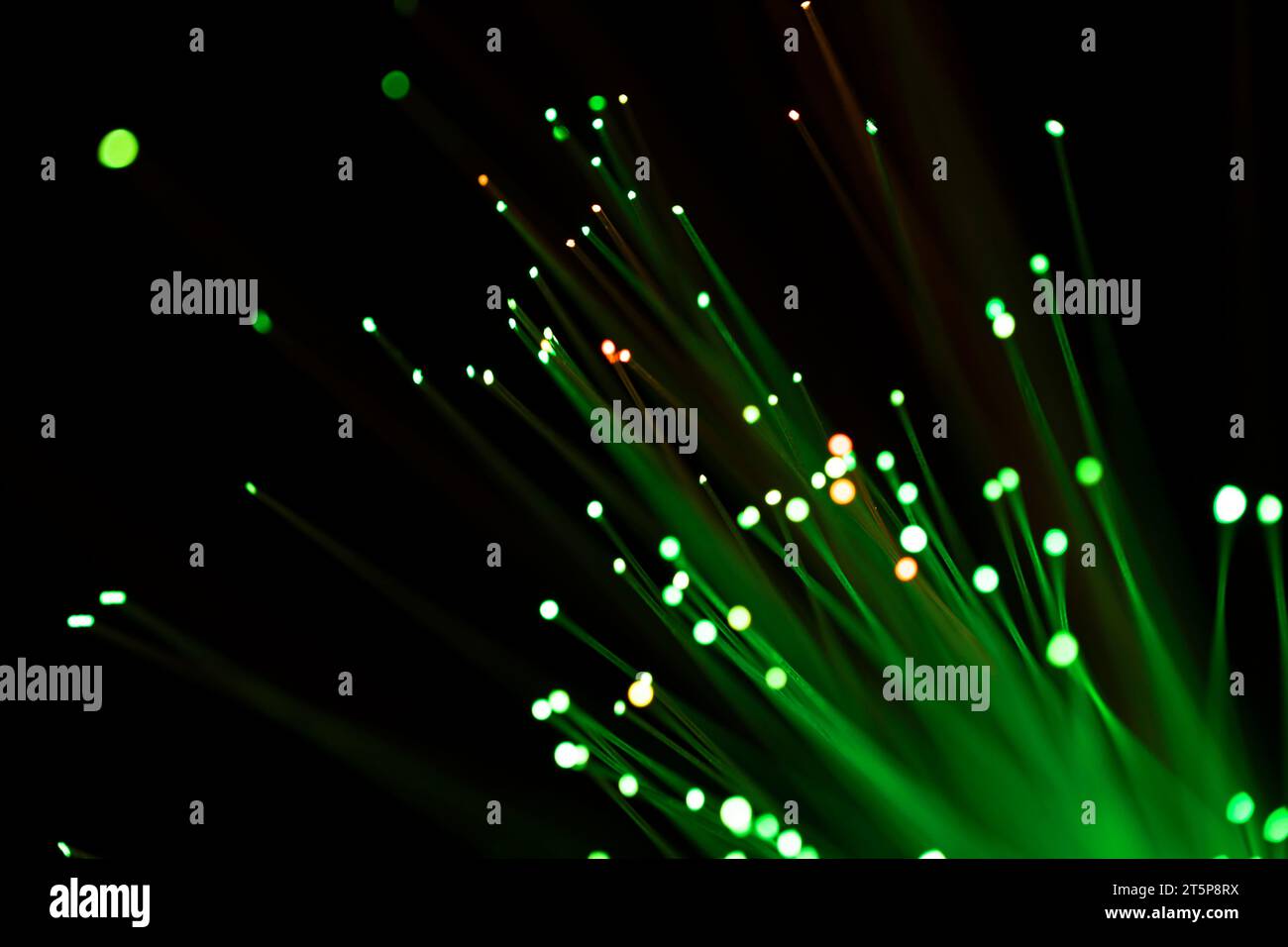 Green optical fiber glass light Stock Photo - Alamy