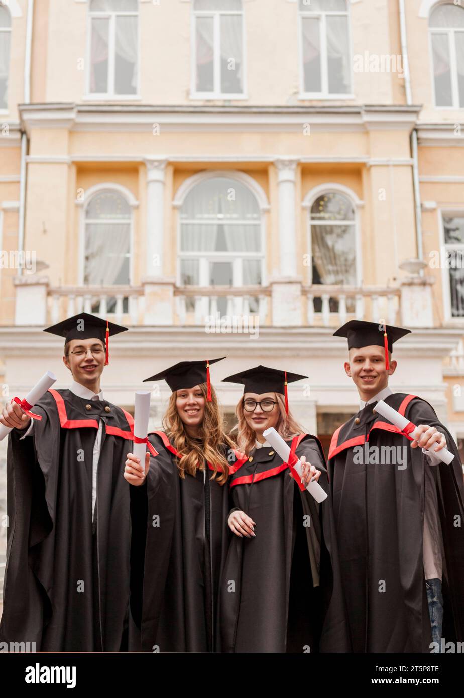 Happy students graduation ceremony Stock Photo - Alamy