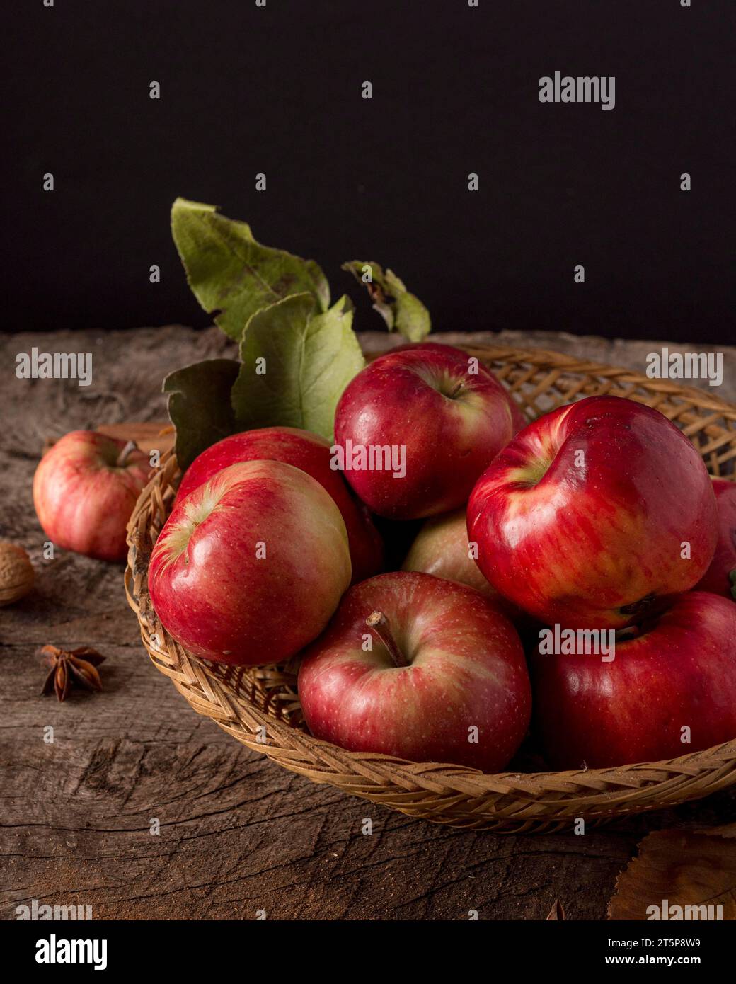 High angle red apples basket Stock Photo - Alamy