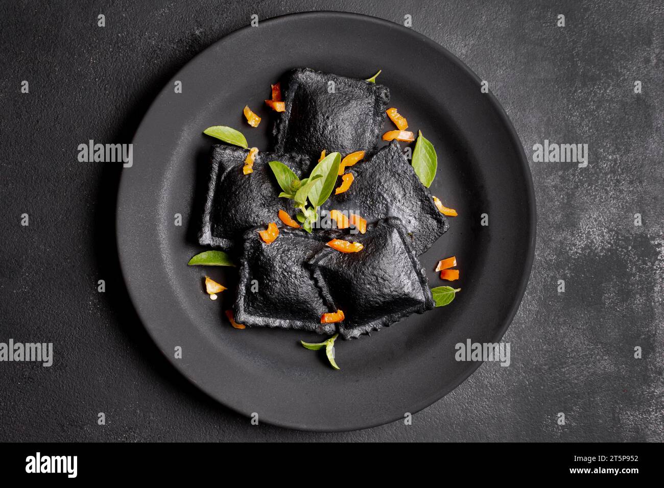 Minimalist flat lay black ravioli plate Stock Photo - Alamy Minimalist flat lay black ravioli plate Stock Photo - Alamy