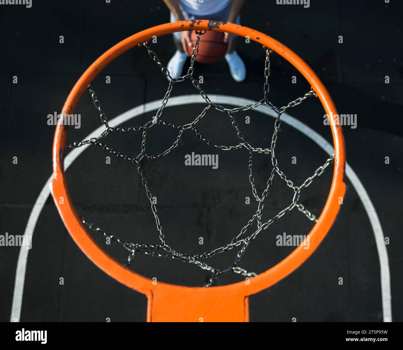 Metallic basketball hoop top view Stock Photo - Alamy