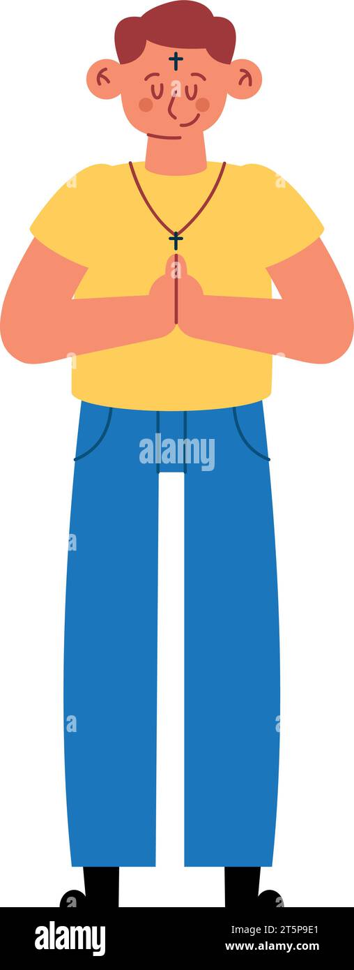 catholic boy praying illustration vector isolated Stock Vector Image ...