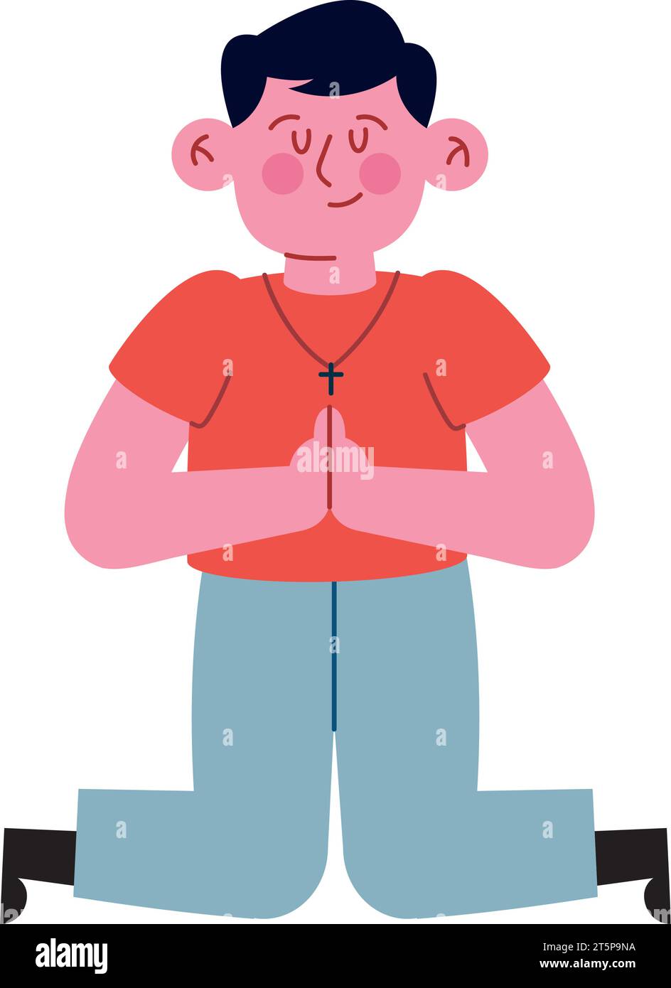 catholic man praying illustration vector isolated Stock Vector Image ...