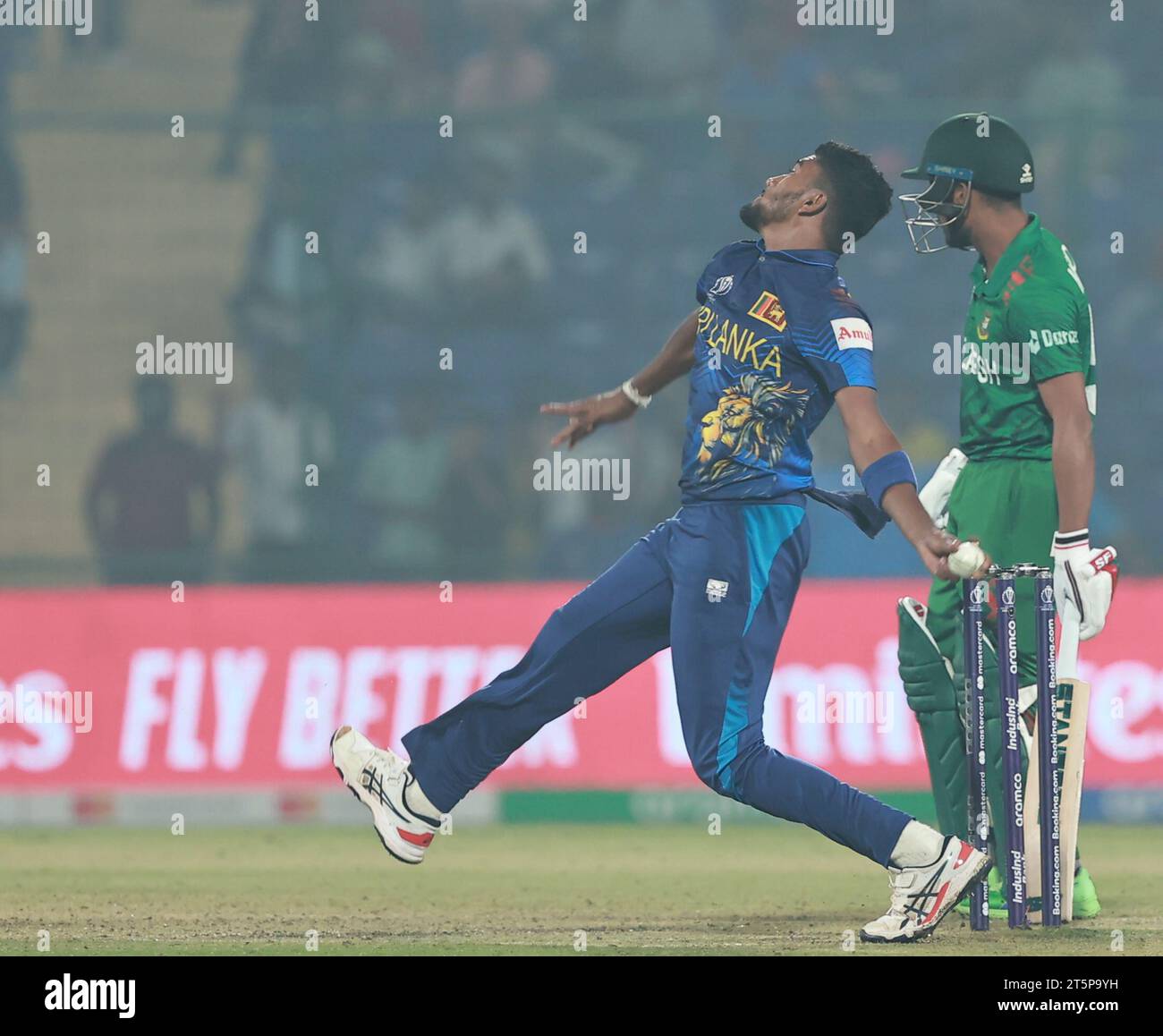 New Delhi, Delhi, India. 6th Nov, 2023. Dilshan Madushanka of Sri Lanka ...