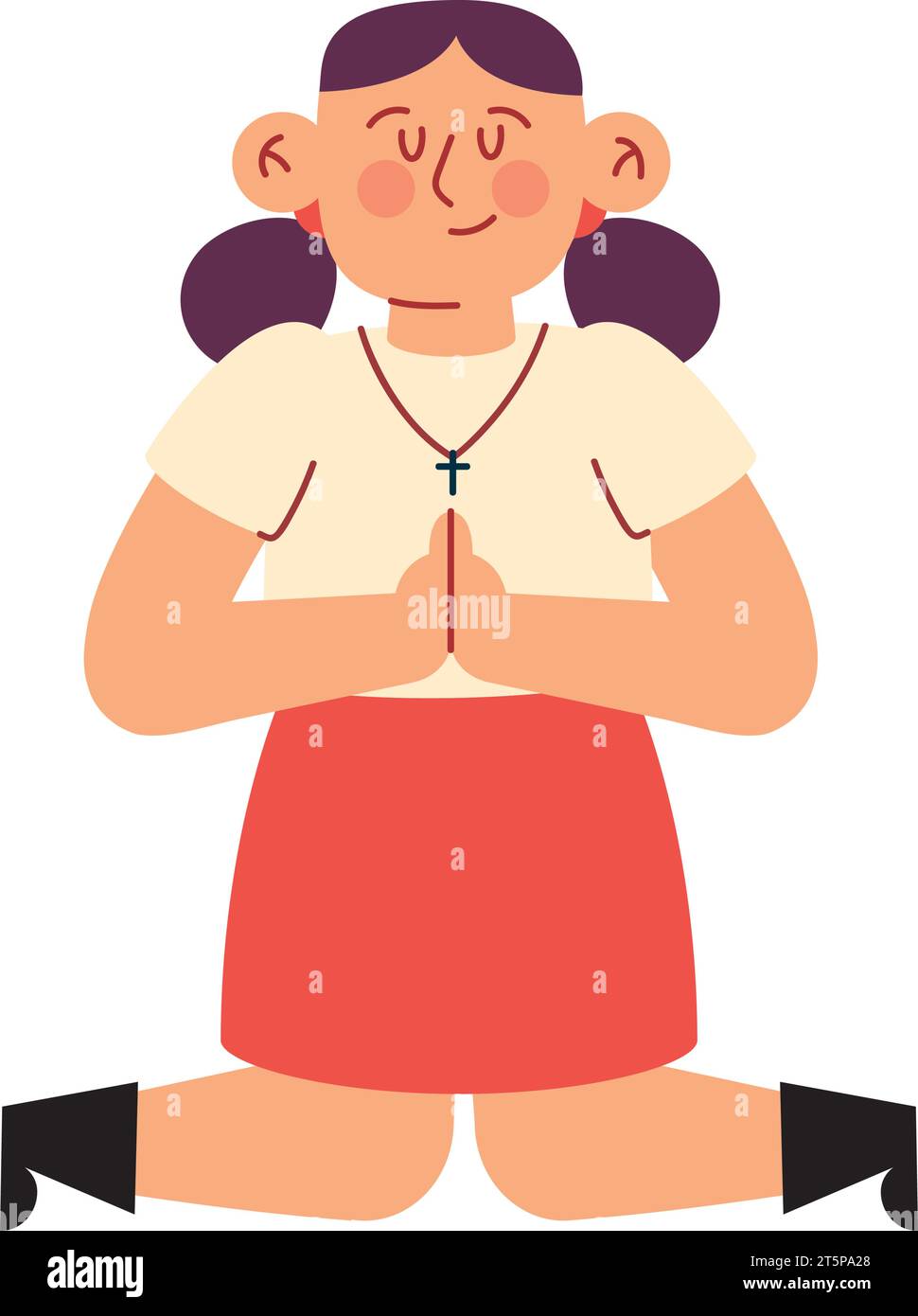 catholic woman praying illustration vector isolated Stock Vector Image ...