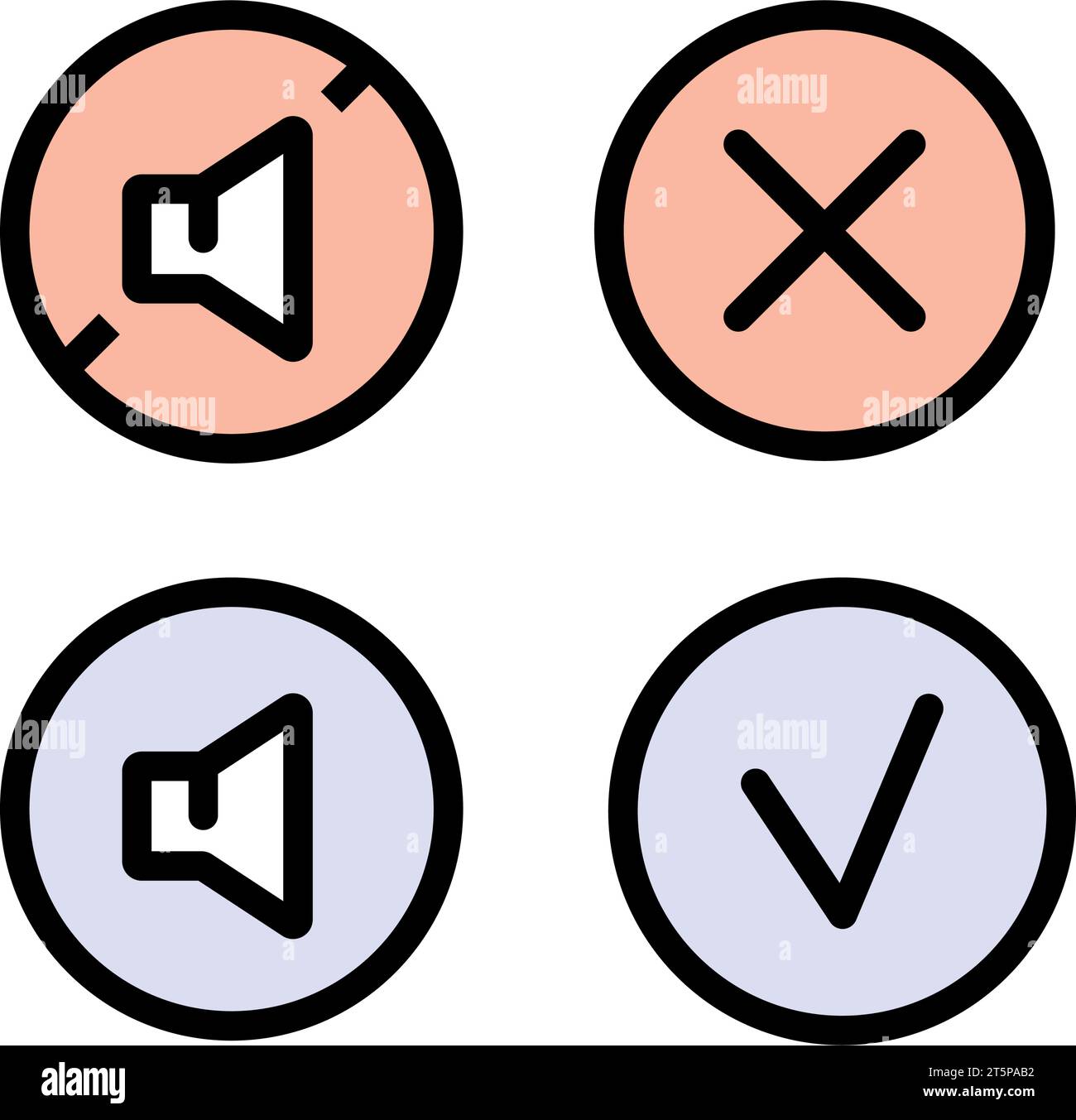 Volume Mute Color Icon Symbols. Adjustment Button with Pictogram ...